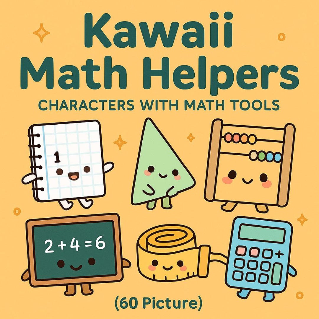 Kawaii Math Helpers – 57 Cute Math Tool Clipart for Classroom ...