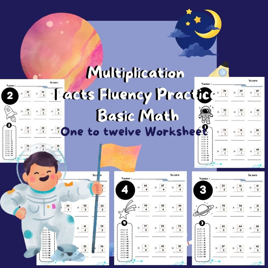 Space Multiplication Facts Fluency Practice Basic Math - Etsy