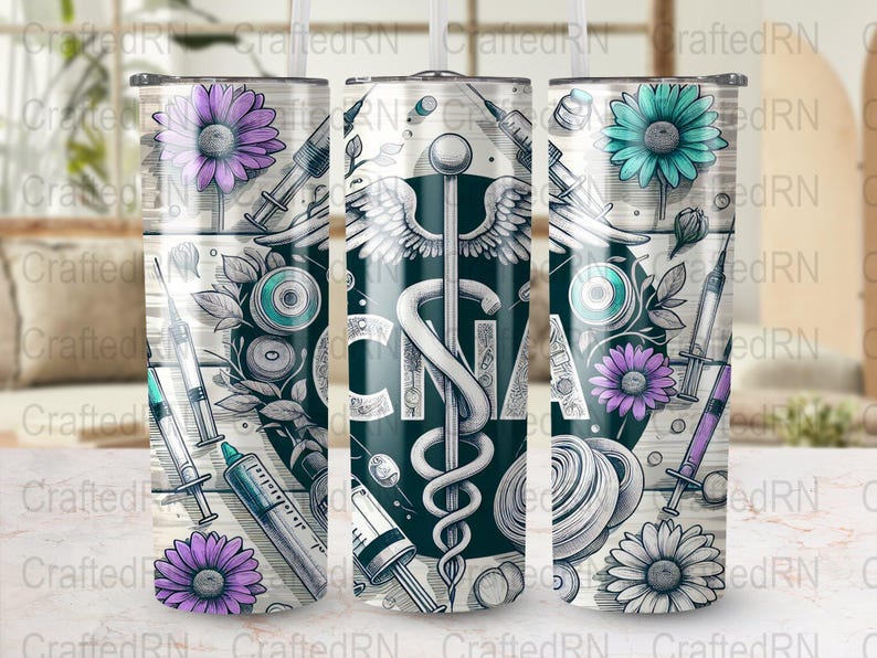 CNA Tumbler Wrap for 20 Oz Skinny Digital Design, Nurse Theme, Medical ...