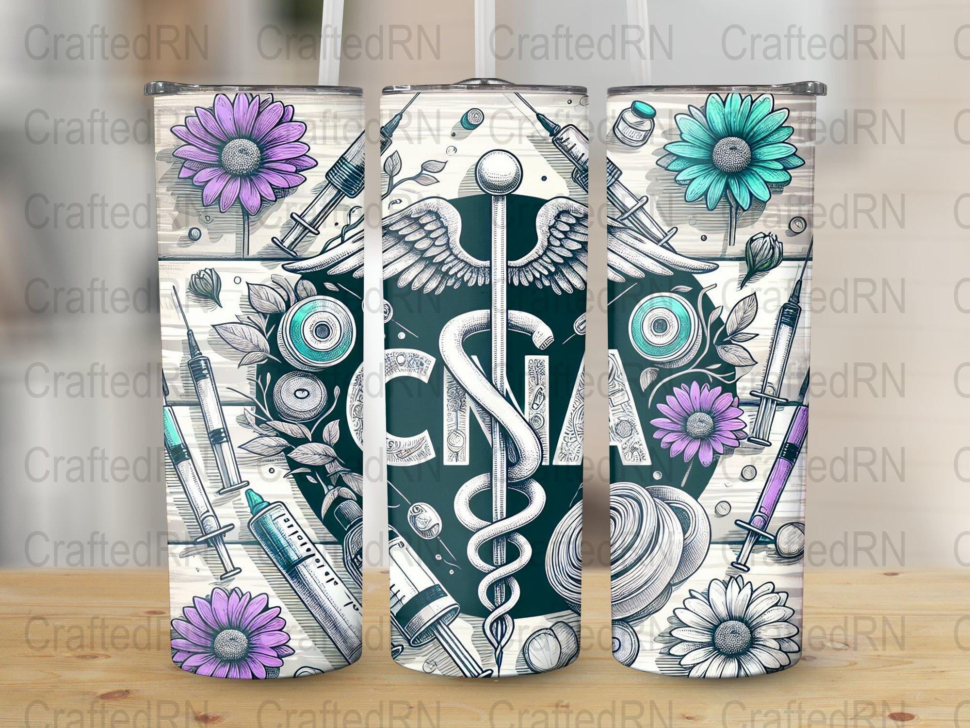 CNA Tumbler Wrap for 20 Oz Skinny Digital Design, Nurse Theme, Medical ...