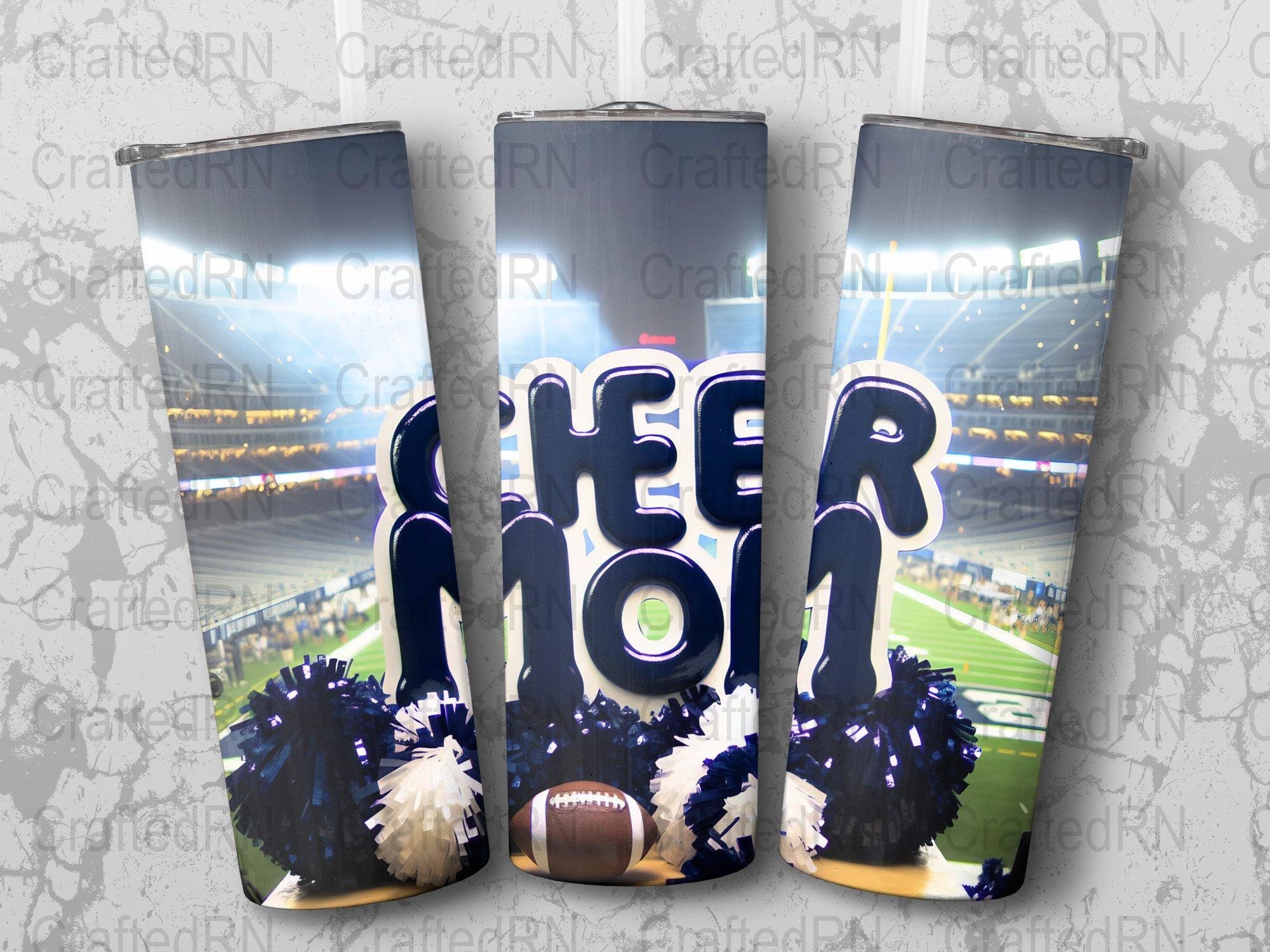 Cheer Mom Tumbler Wrap, 20 Oz Skinny Tumbler PNG, Cheerleading Mom ...