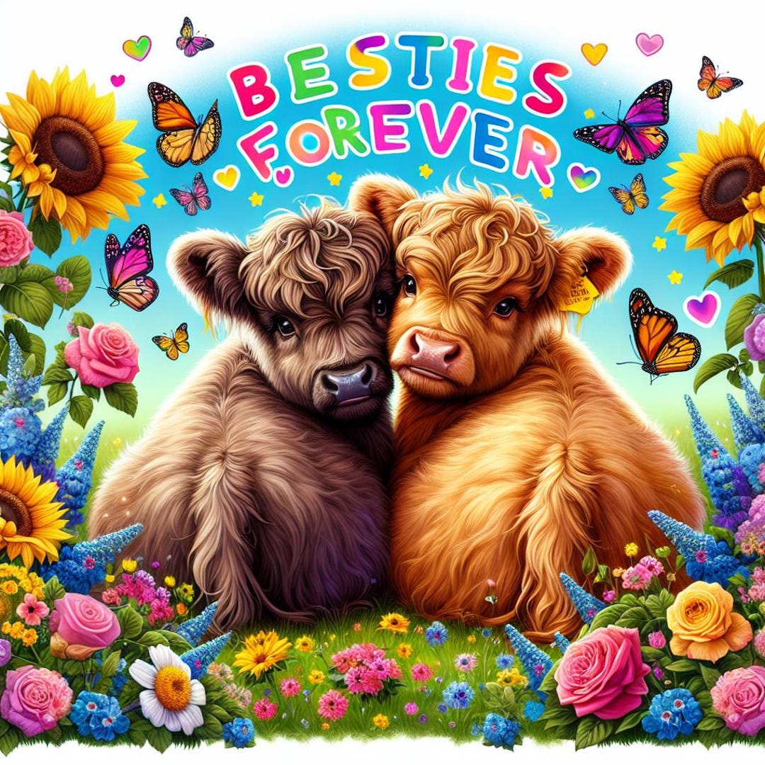 Besties Forever License Plate Cover Digital Download PNG, Colorful Cow ...