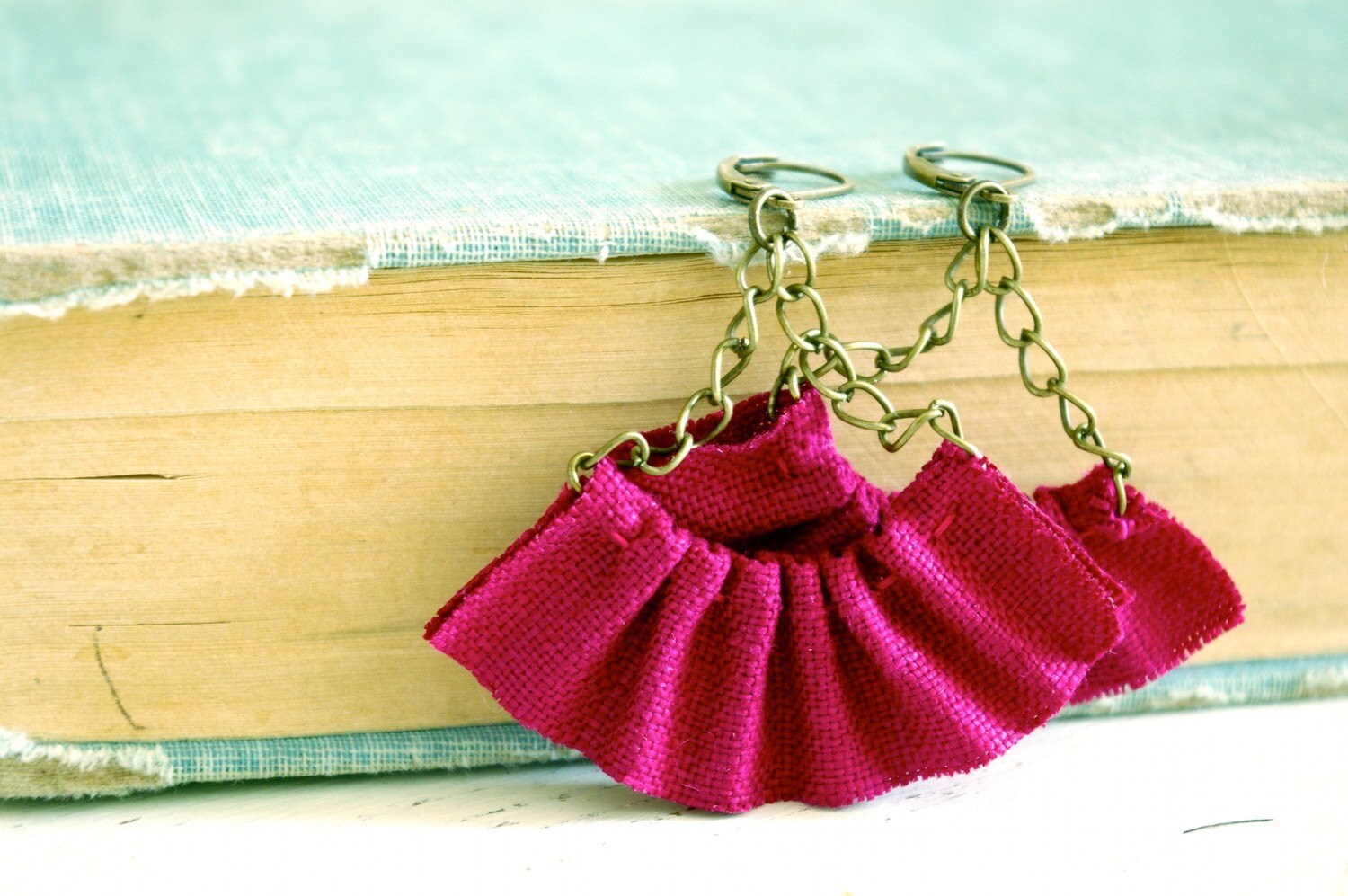 Linen Ruffle Earrings in Mustard Yellow. - Etsy