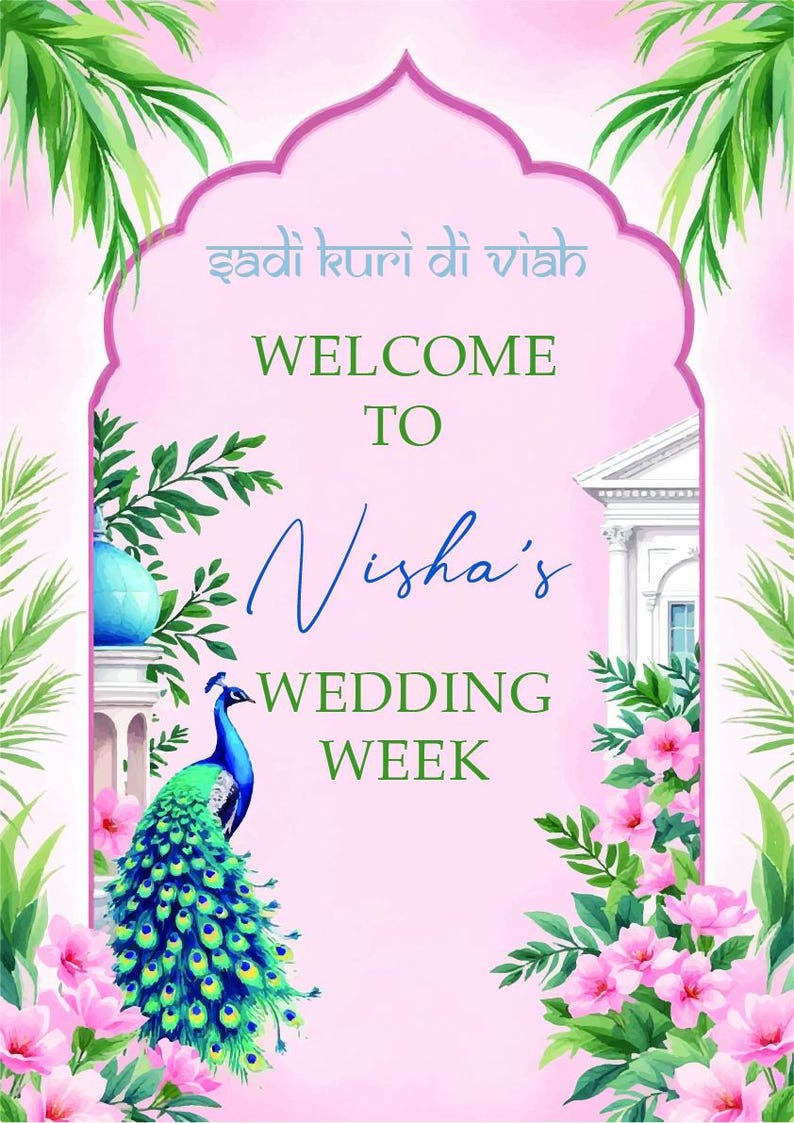 Wedding Week Welcome Sign | Punjabi Asian Indian Sikh Wedding Signs ...