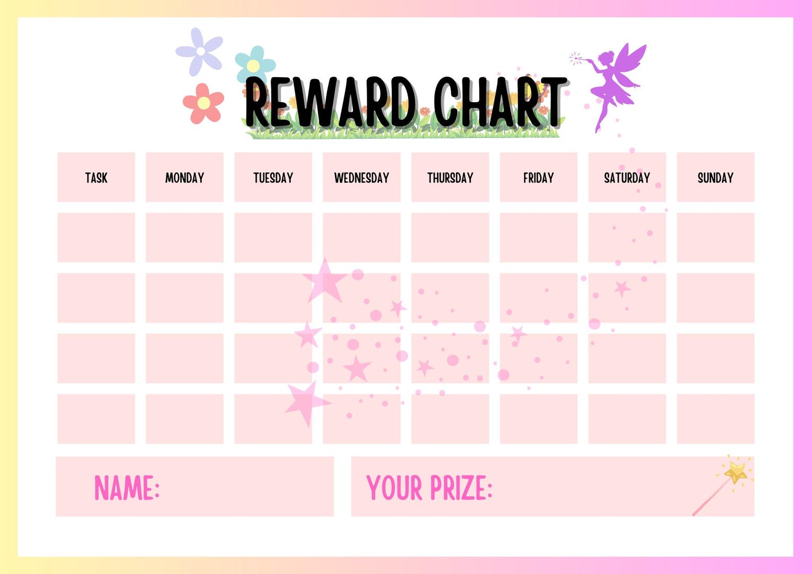 Girls Printable Kids Reward Charts - Etsy