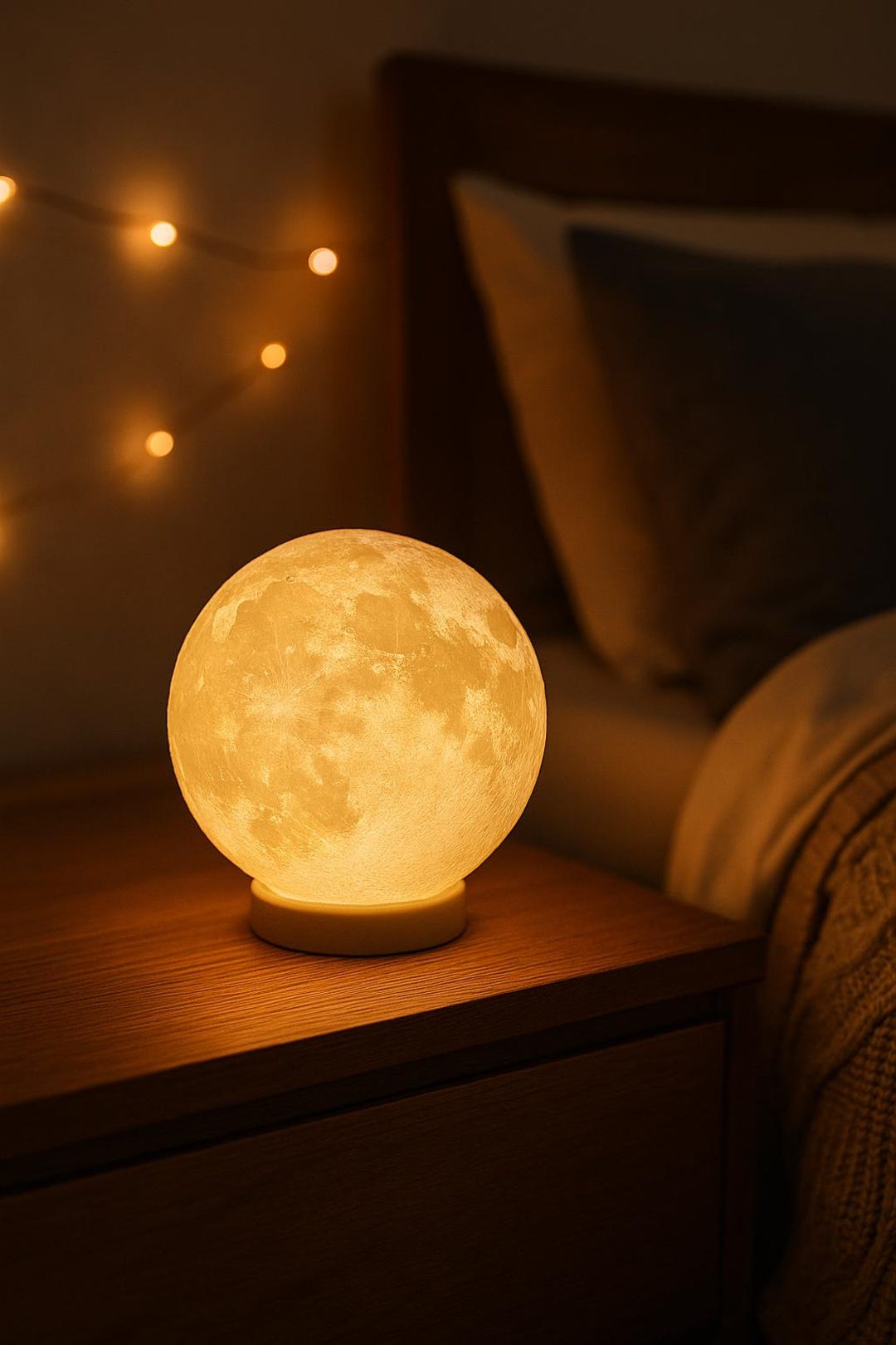 3D Printed Moon Lamp STL File: Lunar Night Light Model (digital ...