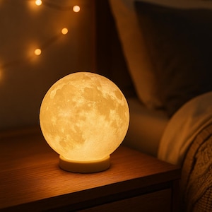 3D Printed Moon Lamp STL File: Lunar Night Light Model (digital ...