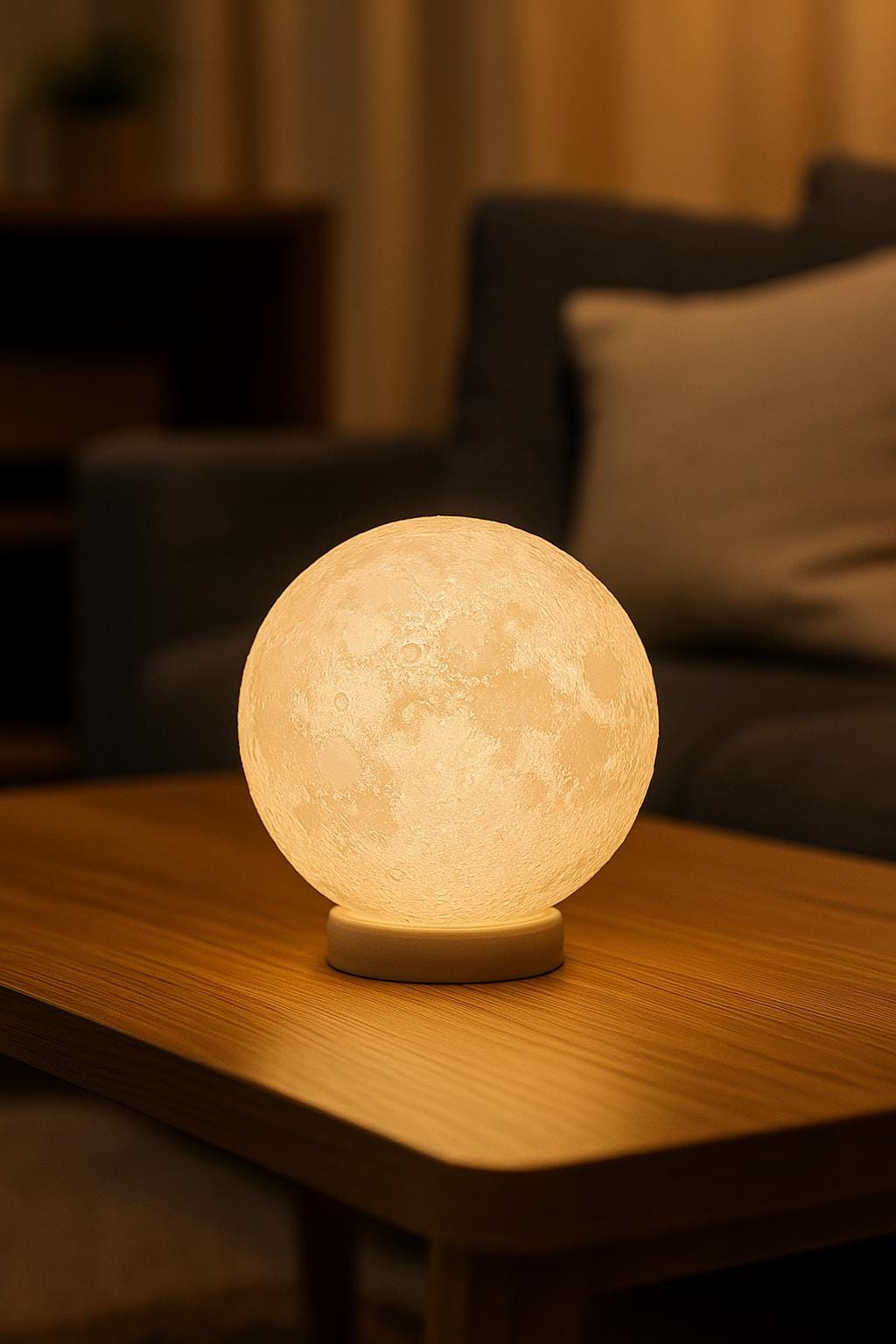3D Printed Moon Lamp STL File: Lunar Night Light Model (digital ...