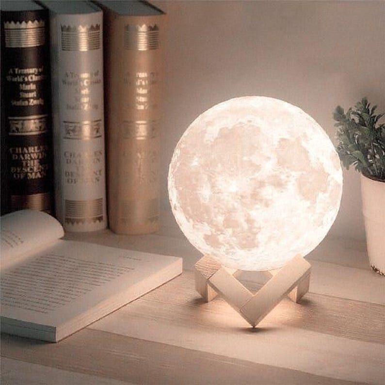3D Printed Moon Lamp STL File: Lunar Night Light Model (digital ...