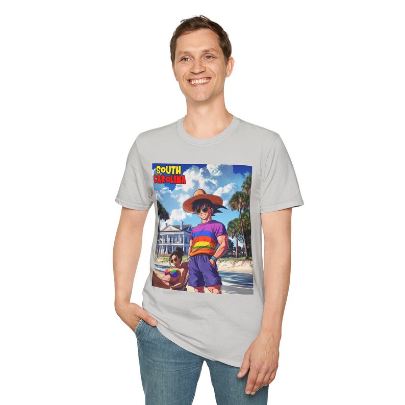 Dragon Ball Z Goku and Chi-chi South Carolina Beach Unisex Softstyle T ...