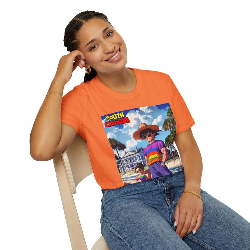 Dragon Ball Z Goku and Chi-chi South Carolina Beach Unisex Softstyle T ...