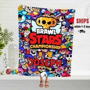 Brawl Stars Championship Blanket With Name, Brawl Stars Gamer Gift ...