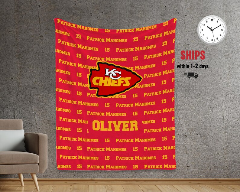 Custom Kansas City Chiefs Fan Blanket, Minky Sherpa Throw - Fast ...