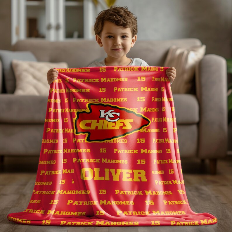Custom Kansas City Chiefs Fan Blanket, Minky Sherpa Throw - Fast ...