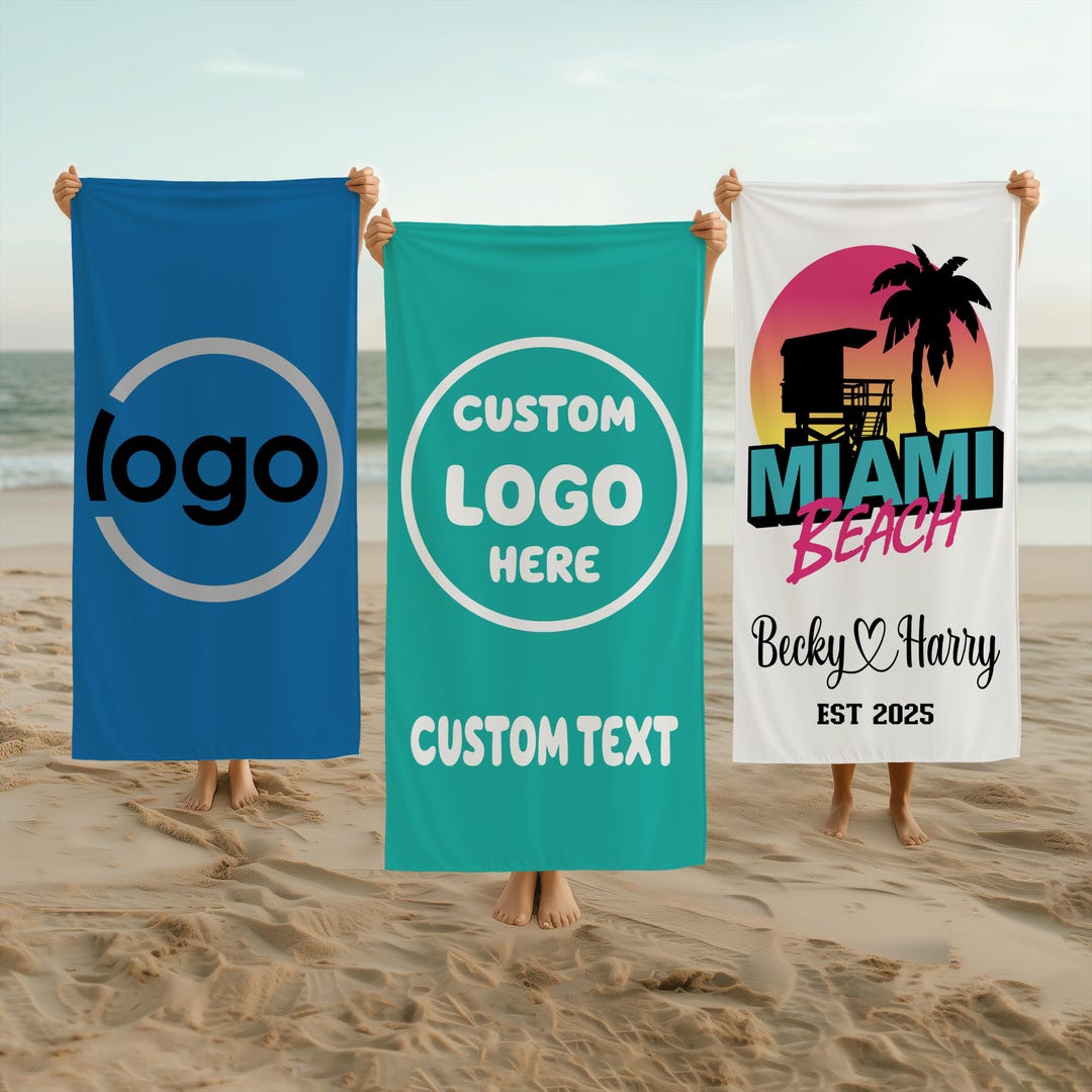 Custom Logo Text Beach Towel, Pool Towel Gift Appreciation, Towel Gifts ...