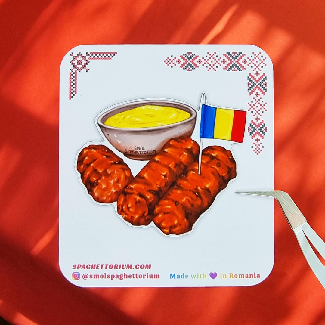 Romanian Food Cuisine Magnet | Mici Cu Muștar și Steag Românesc, Made ...