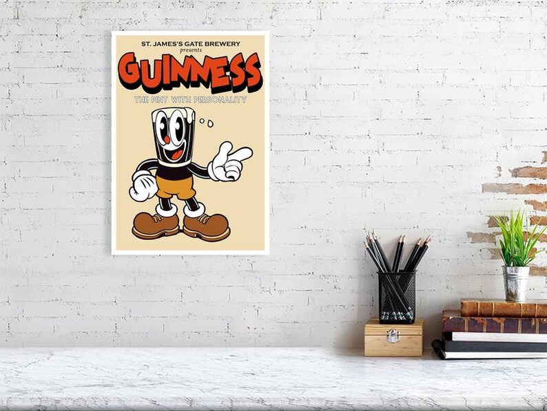 The Pint With Personality - 1930s Cartoon Style Guinness Print ...