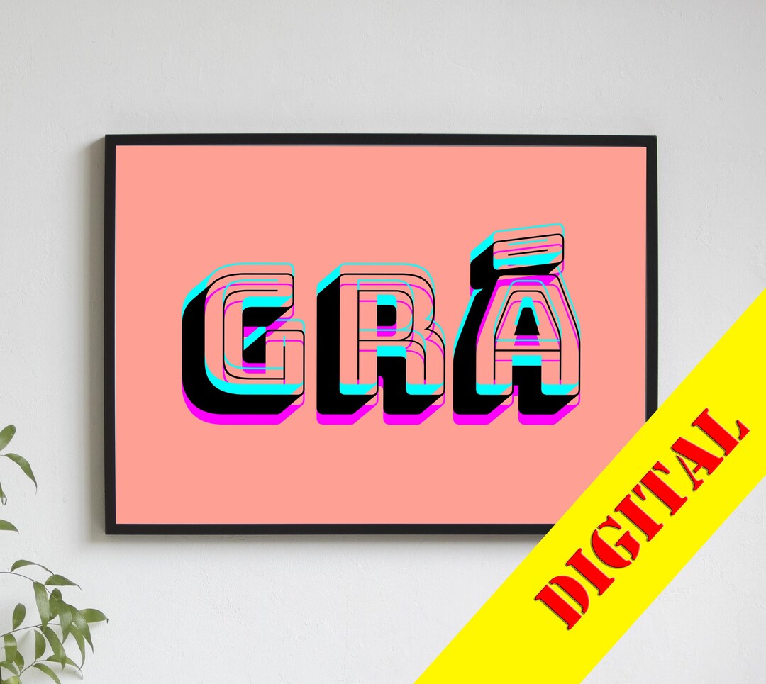 Grá (love) Print: Retro 3D Irish Wall Art (digital Download) - Etsy