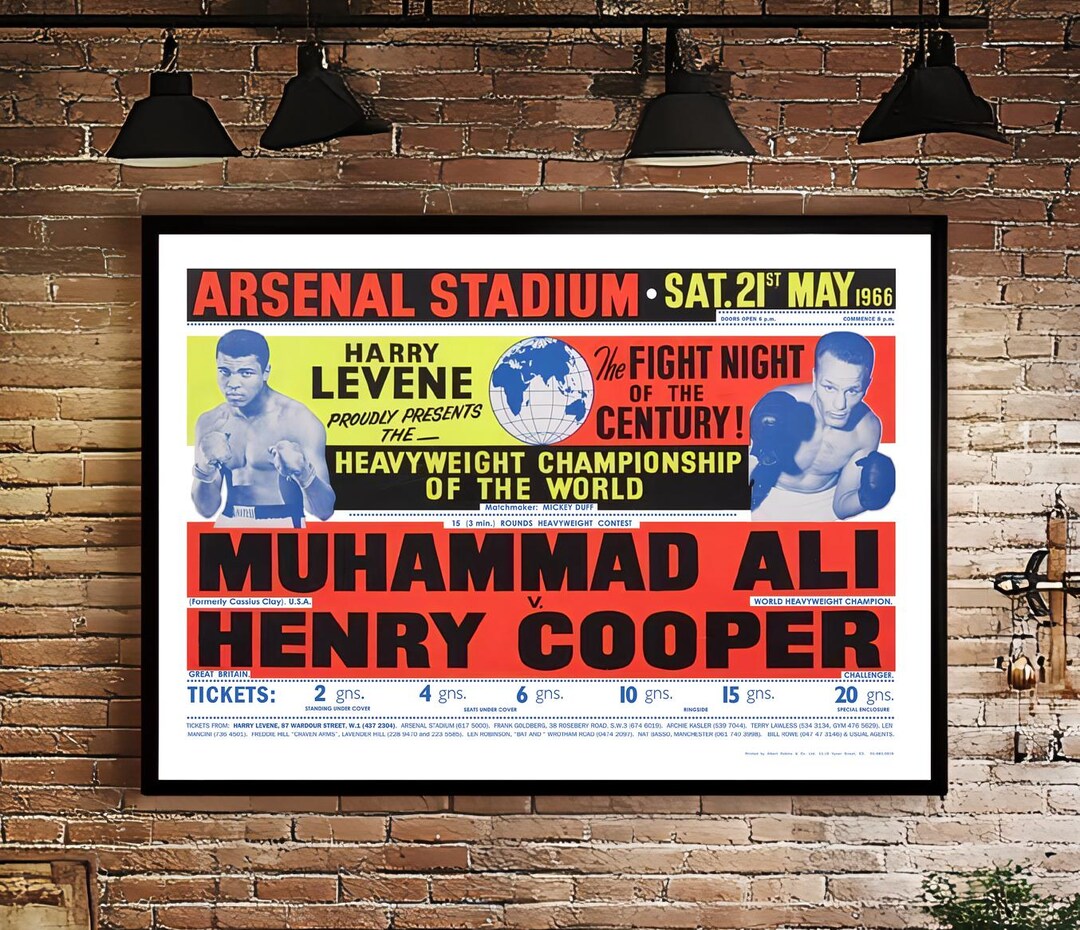 Muhammad Ali - Arsenal Stadium 1966 - Ali Vs. Cooper Boxing Poster ...