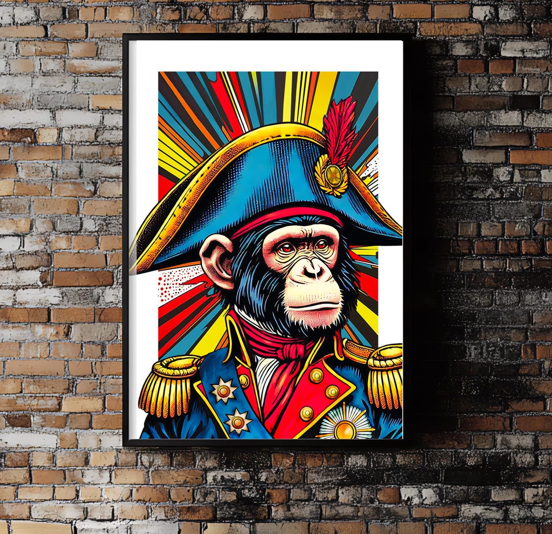 Napoleon Chimpanzee Print – Humorous Pop Art Illustration, General ...