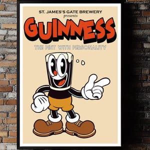 The Pint With Personality - 1930s Cartoon Style Guinness Print ...
