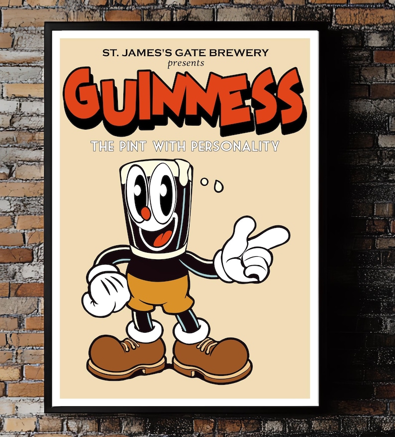 The Pint With Personality - 1930s Cartoon Style Guinness Print ...