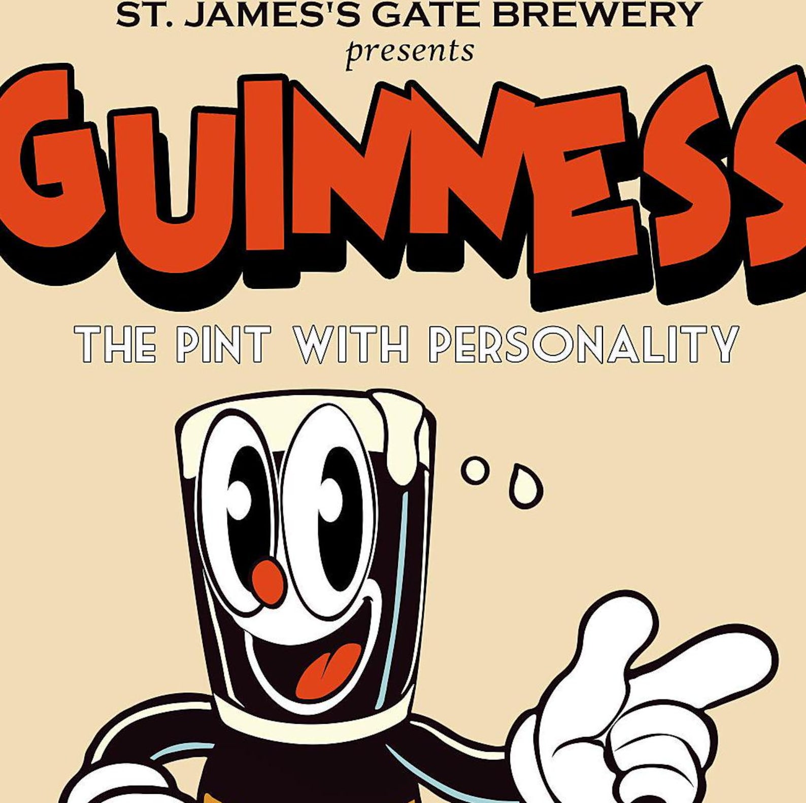 The Pint With Personality - 1930s Cartoon Style Guinness Print ...