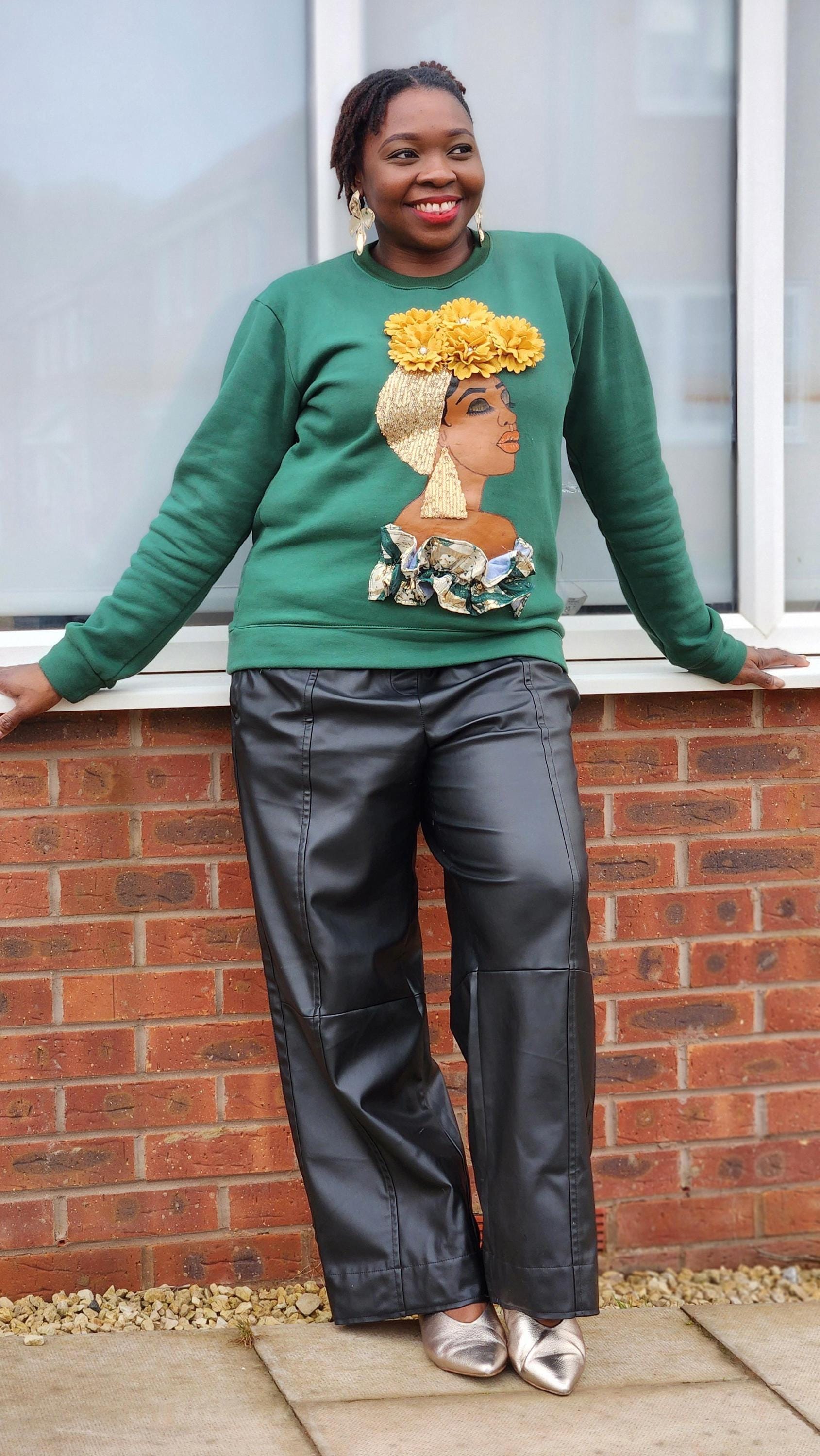 Afrocentric Hand-painted & Embellished Sweatshirt – Wearable Art ...