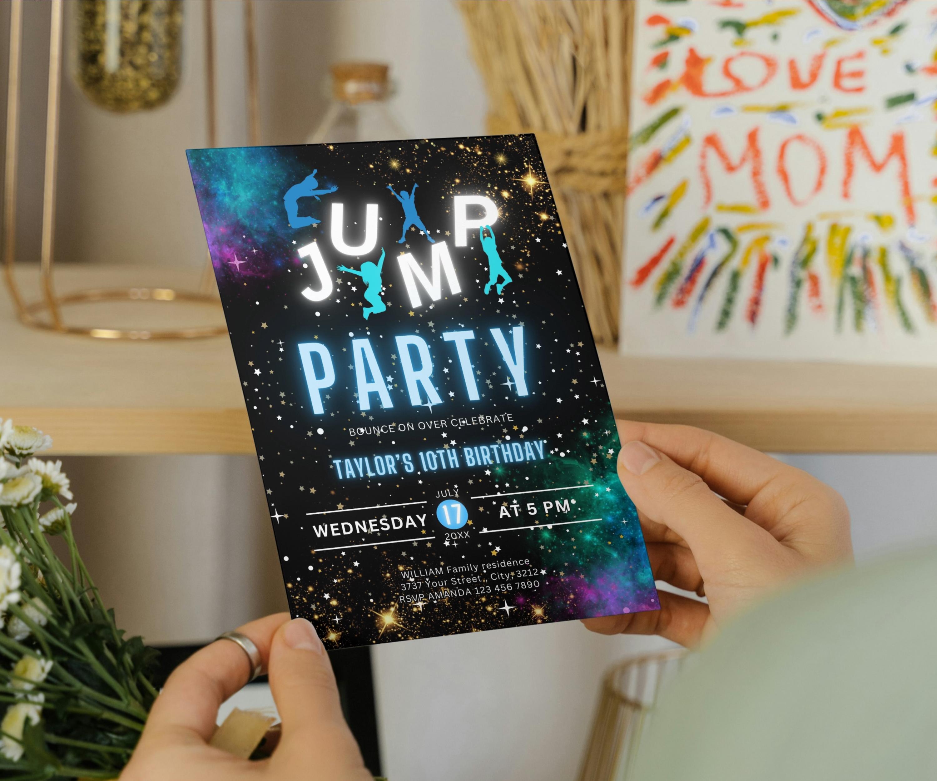 Editable Jump Birthday Invitation, Jump Invite, Trampoline Party ...