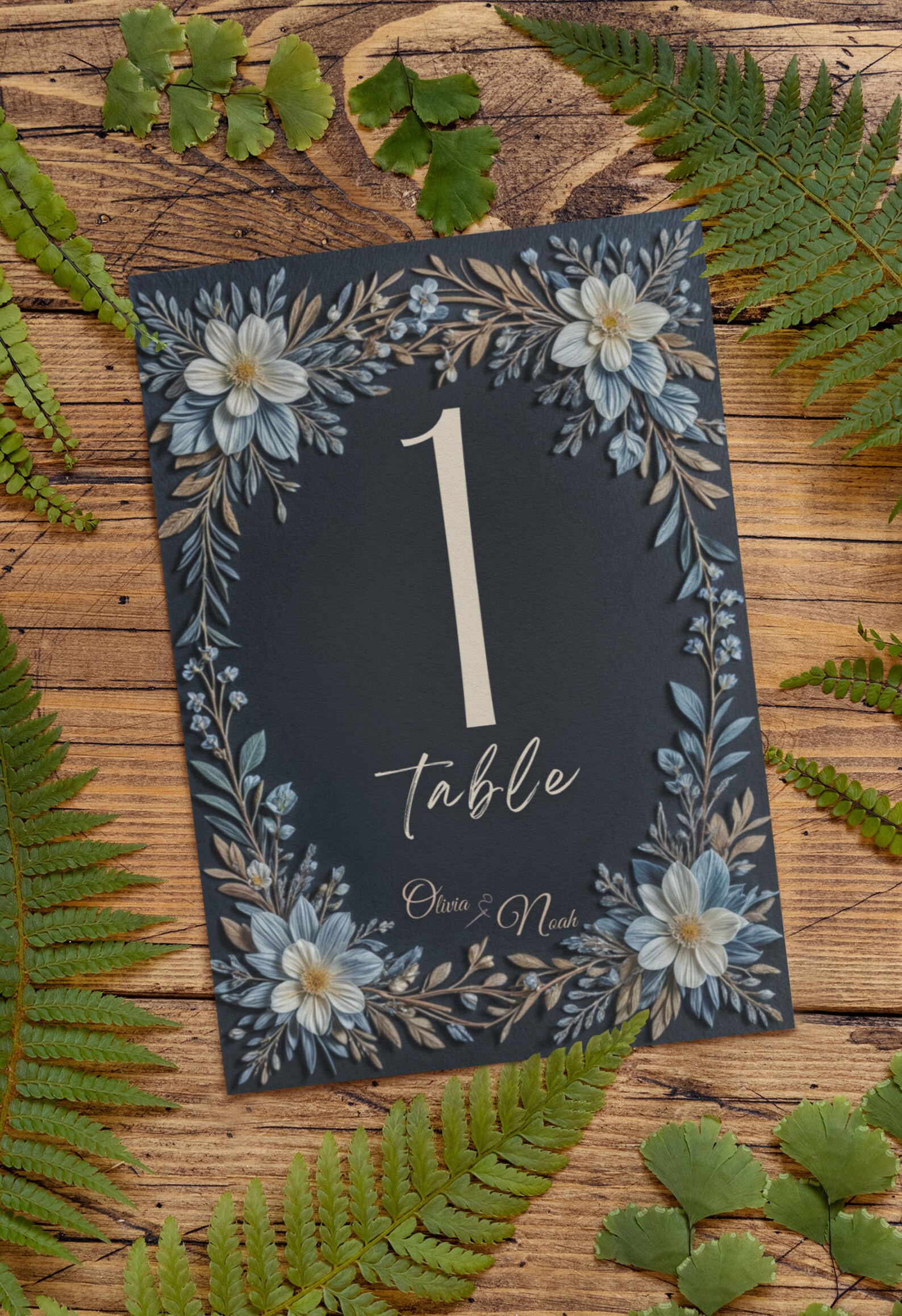 Retro Blue Flower Wedding Invitation Bundle, Minimalist Large Wedding ...