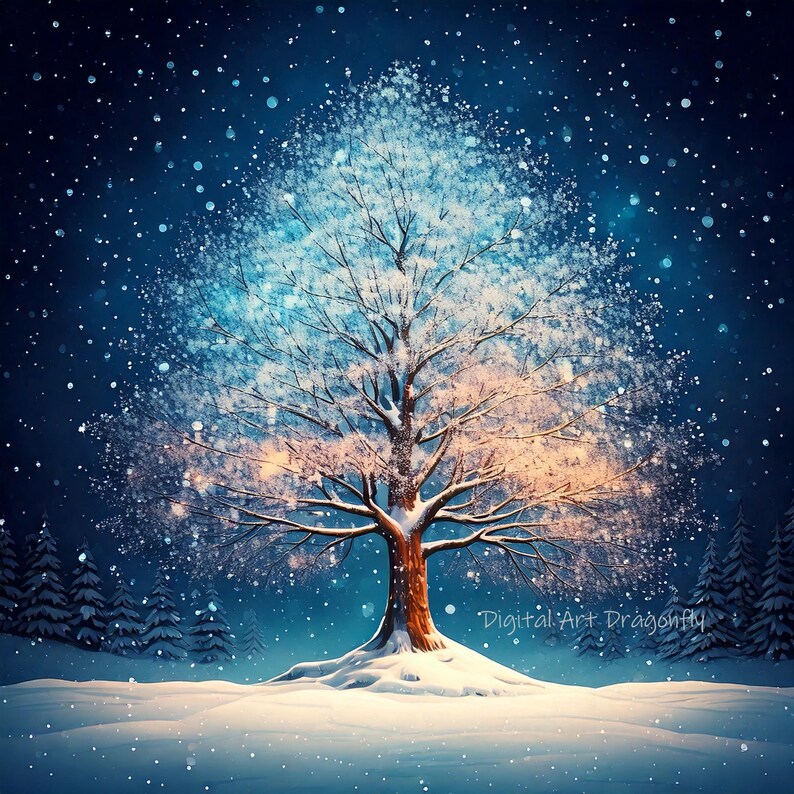 Beautiful Snow Tree Instant Digital Download. Perfect for Clipart. Card ...