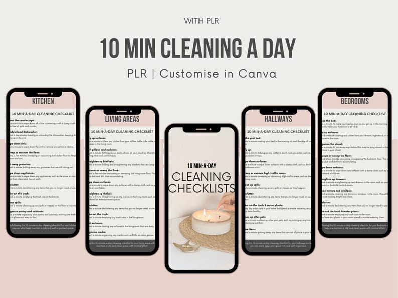 10-minute a Day Cleaning Checklist Workbook Printable Cleaning Planner ...