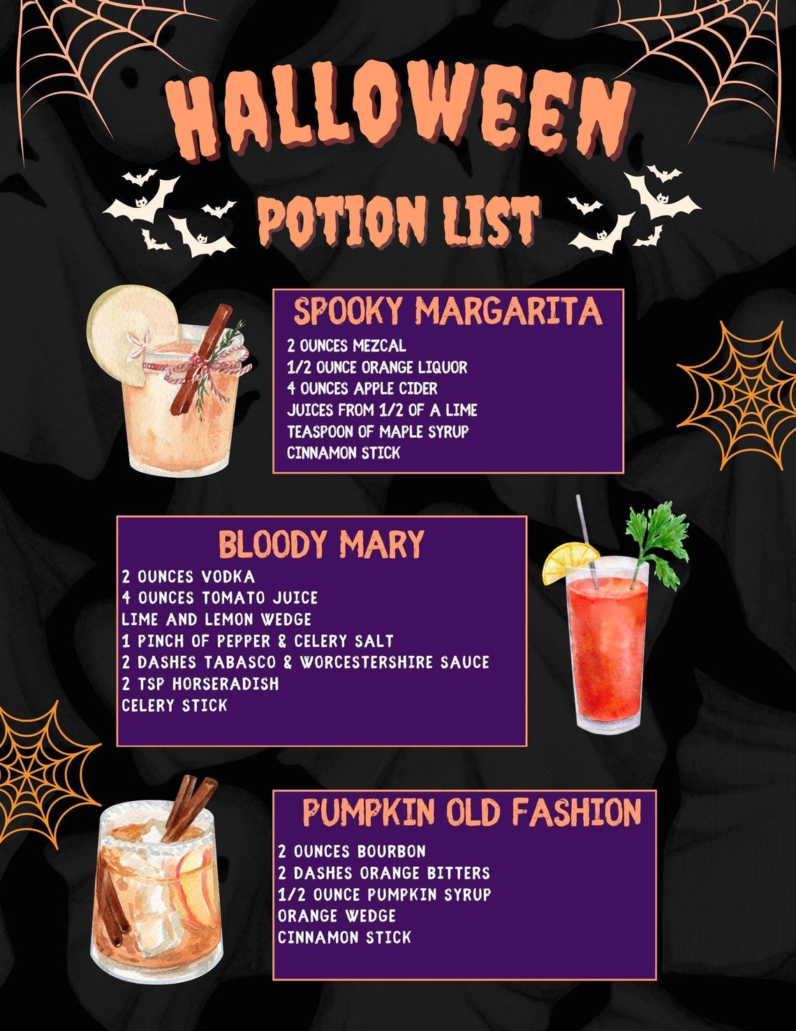 Halloween Potion List - Etsy