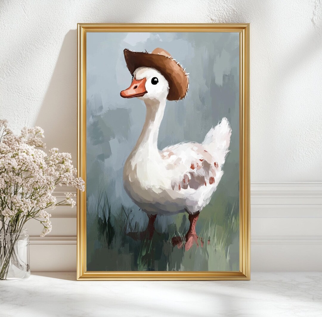 Charming Cowboy Goose Art Print Rustic Wall Decor - Etsy