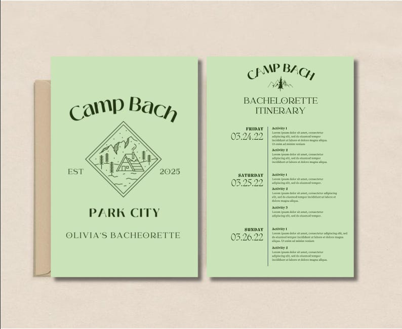 Camp Bach Invite, Bachelorette Party Invitation, Martini Bachelorette ...