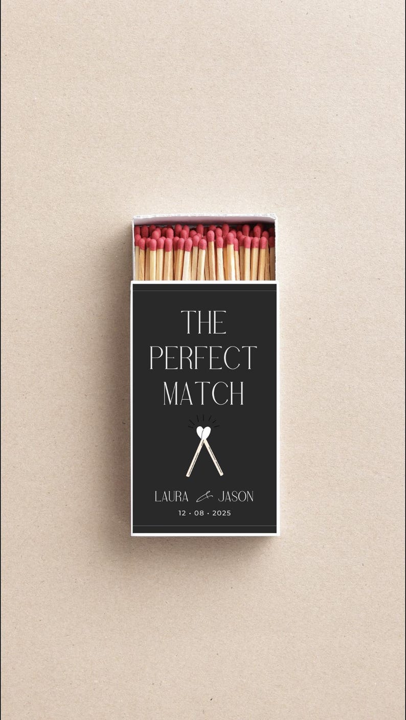 Perfect Match Matchbox Sticker, Wedding Favor Sticker, Wedding Favor ...