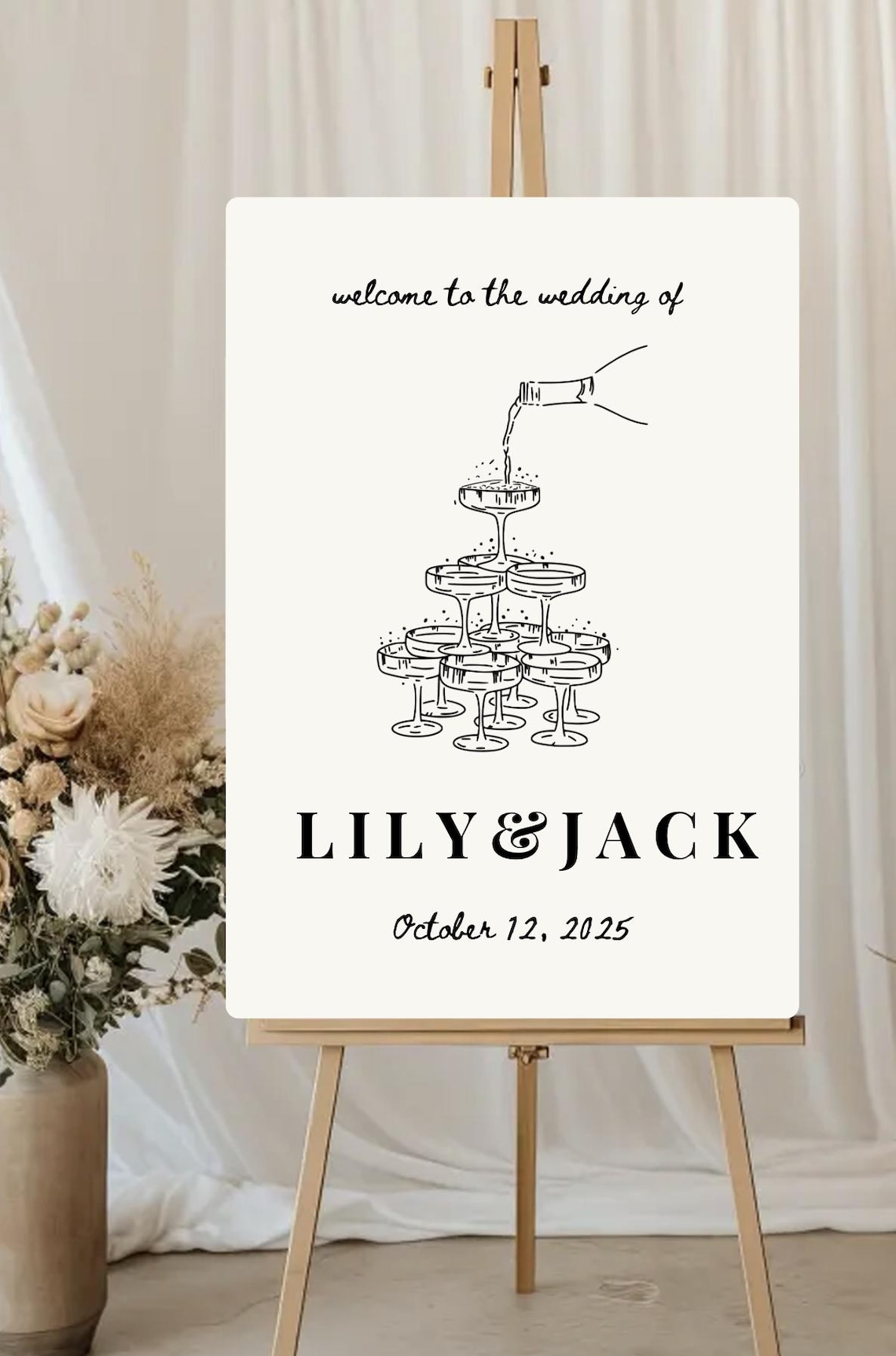 Welcome Champagne Wedding Sign, Handcrafted Wedding Sign, Custom ...