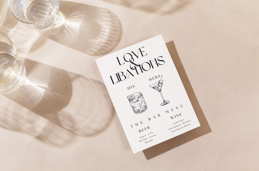Love and Libations Bar Sign, Custom Bar Sign, Wedding Drink Menu ...