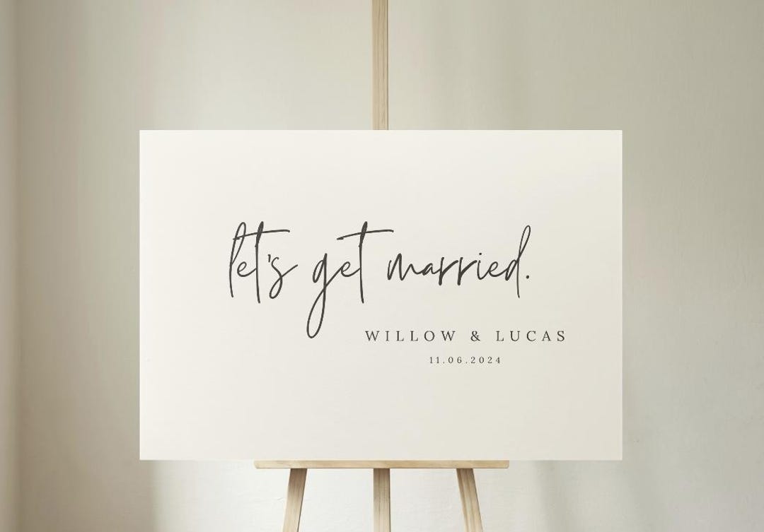 Let's Get Married Wedding Welcome Sign, Handcrafted Wedding Sign ...