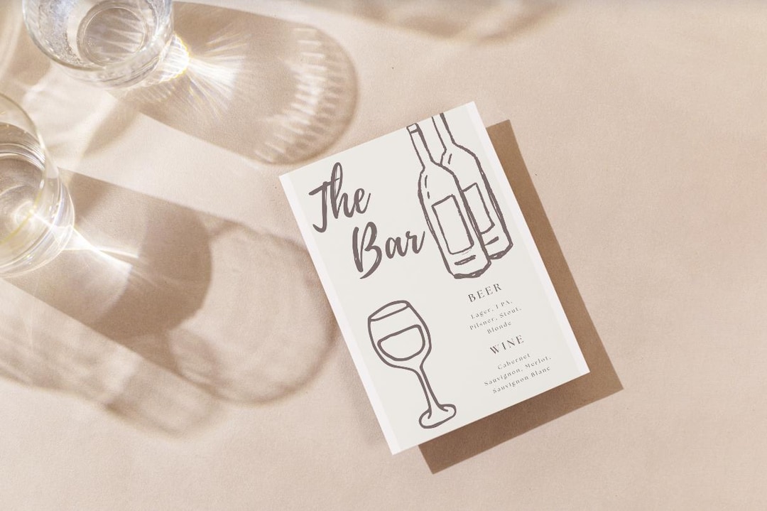 Doodle Bar Sign, Custom Bar Sign, Wedding Drink Menu, Personalized Bar ...