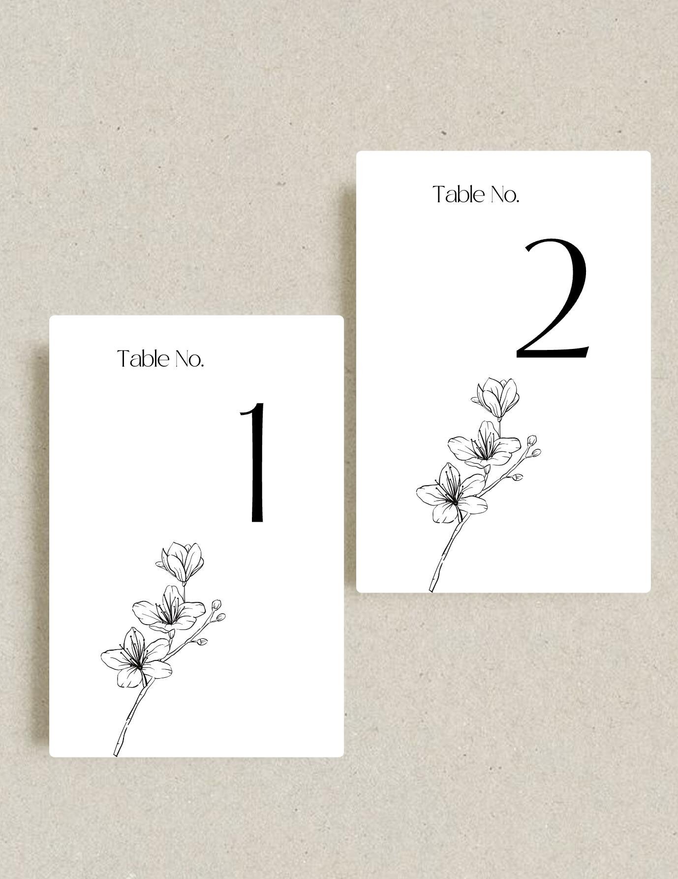 Table Numbers Floral 1-30, Wedding Table Numbers, Digital Table Numbers ...