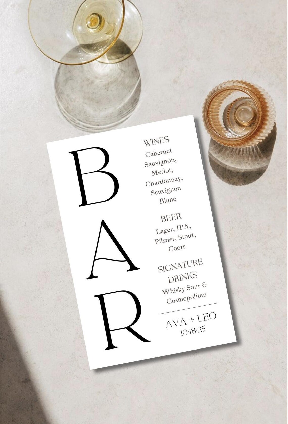 Minimal Bar Menu, Minimal Wedding Sign, Signature Drink Sign, Wedding ...