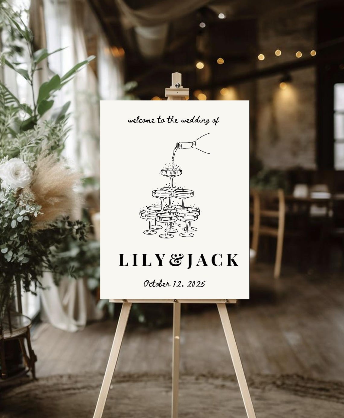 Welcome Champagne Wedding Sign, Handcrafted Wedding Sign, Custom ...