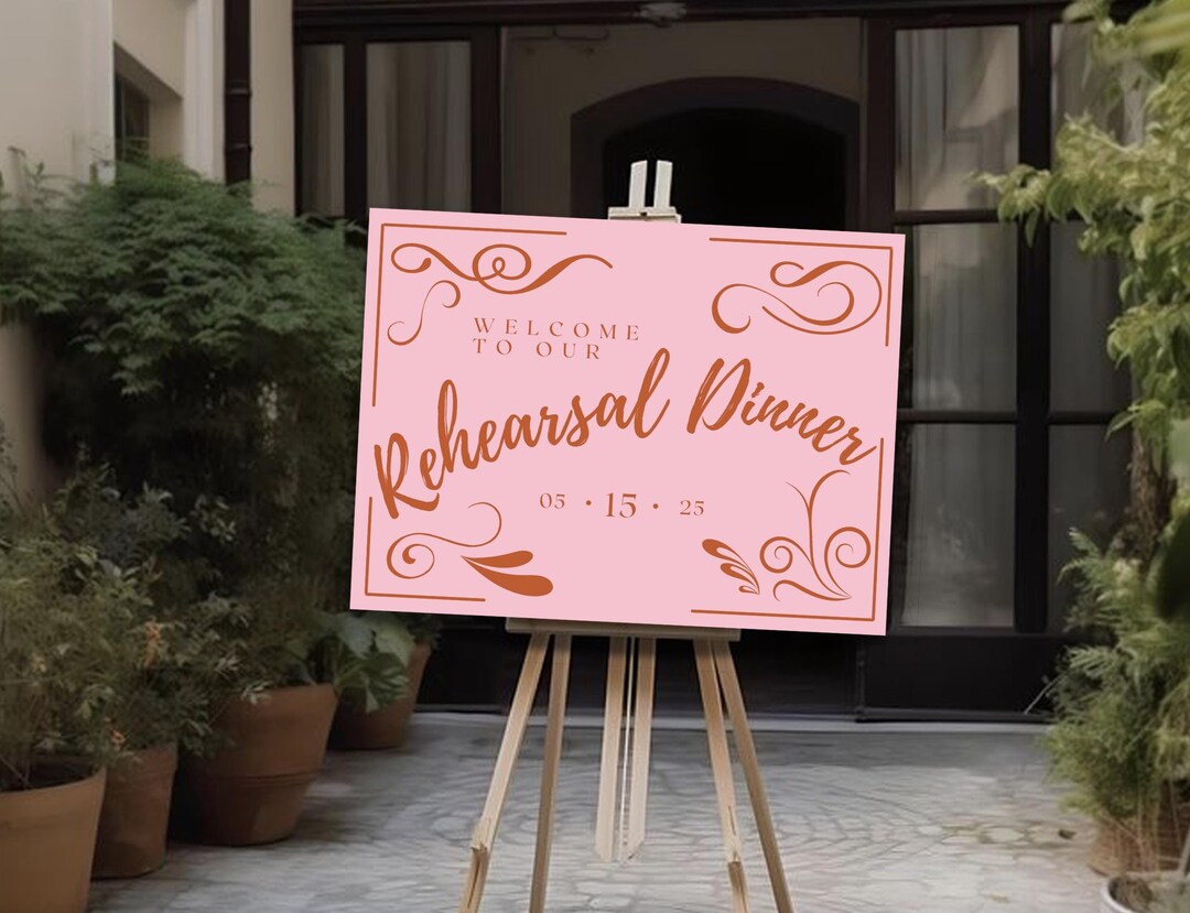 Red Rehearsal Dinner Welcome Sign, Dinner Welcome, Editable Sign ...