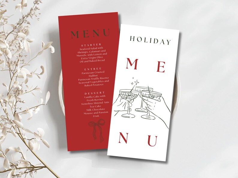 Hand Drawn Menu Bundle Holiday Menu Cards Holiday Dinner Menu Modern ...