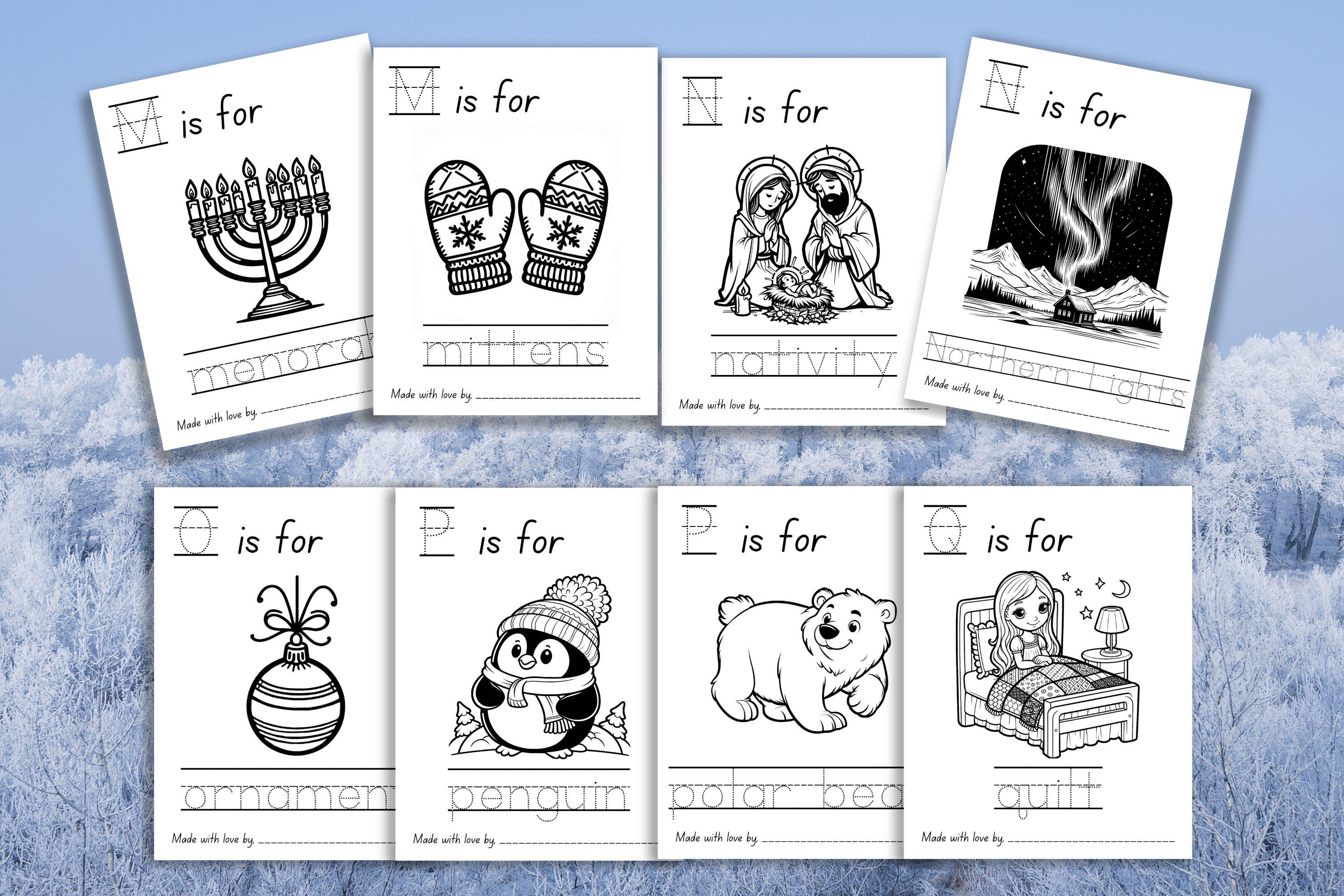 ABC Coloring Book Baby Shower Game, Winter Wonderland Alphabet, Baby ...