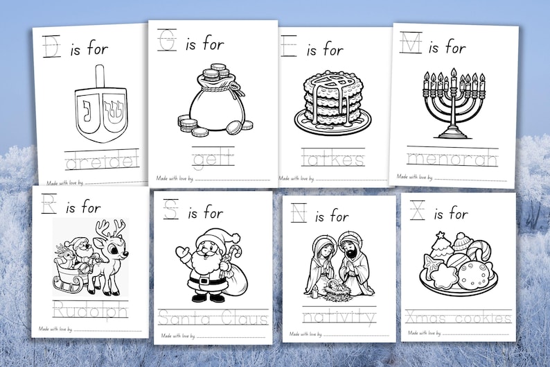 ABC Coloring Book Baby Shower Game, Winter Wonderland Alphabet, Baby ...