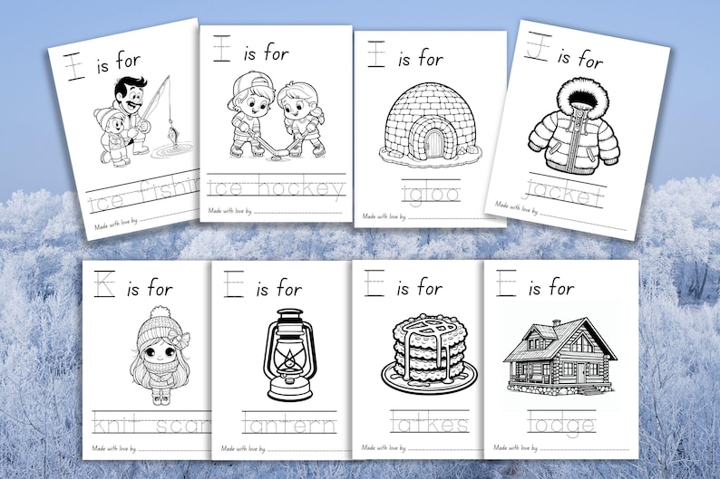 ABC Coloring Book Baby Shower Game, Winter Wonderland Alphabet, Baby ...