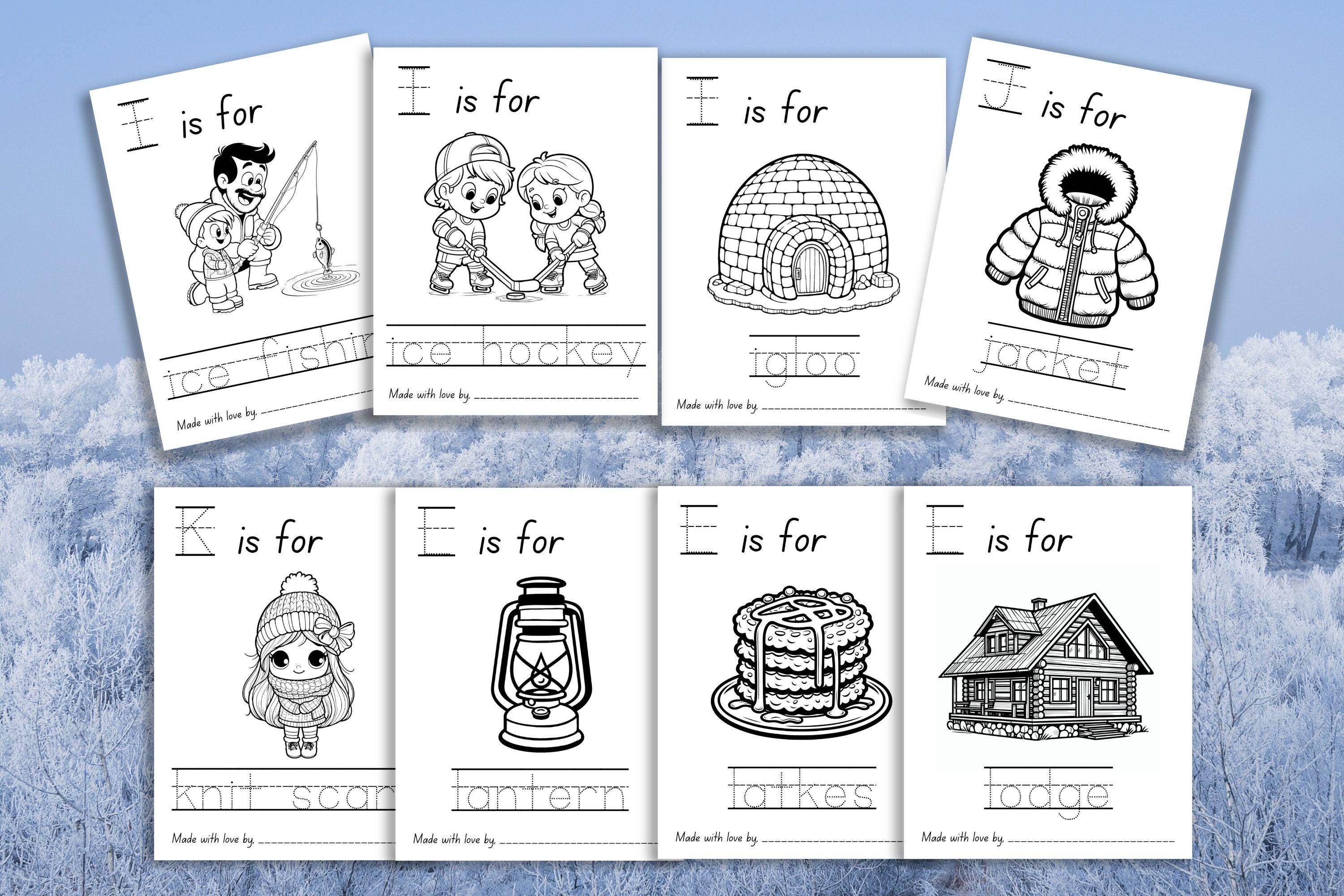 ABC Coloring Book Baby Shower Game, Winter Wonderland Alphabet, Baby ...