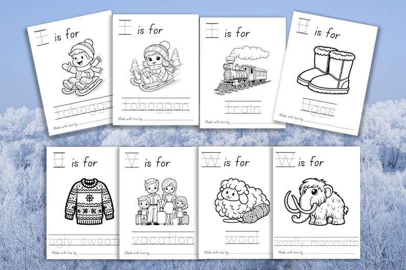 ABC Coloring Book Baby Shower Game, Winter Wonderland Alphabet, Baby ...